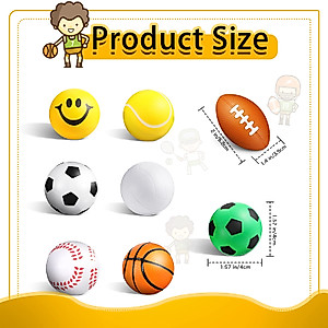 40 Pcs Sports Balls Bulk Kids Small Mini Stress Ball for Party Favor Toy, Including Basketball, Football, Volleyball Baseball, Soccer, Tennis for Stress Relief School Carnival Operation Christmas