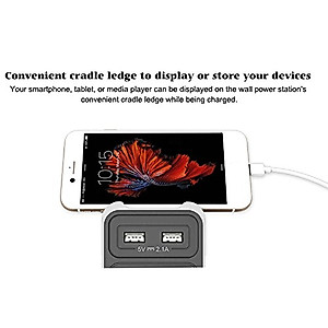Huntkey 6 AC Outlets Surge Protector with 3 USB Charging Ports SMD607 and 2-Outlet Wall Mount Cradle with Dual 2.1 AMP USB Charging Ports SMD407