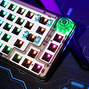 GK GAMAKAY LK67 RGB Modular DIY Mechanical Keyboard, 67 Keys Hot Swap 3pin/5pin Switches, Programmable Triple Mode Bluetooth 5.0/USB-C Wired/2.4GHz Wireless Customized Keyboard Kit (Clear Black)