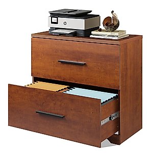 DEVAISE 2 Drawer Wood Lateral File Cabinet with Anti-tilt Mechanism, Storage Filing Cabinet for Home Office, Walnut