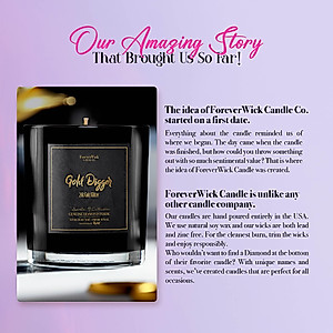 Gold Digger Sparkle Candle with Diamond Inside | Foreverwick Candles | Scented Soy Candles Gifts for Women Sexy Candle Gift | Anniversary Candles All-Natural Organic Soy Candle 14oz | 70h