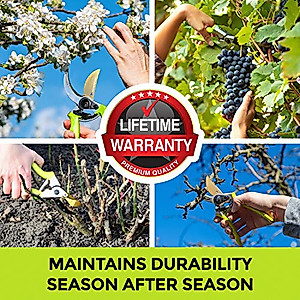 Mueller Heavy Duty Garden Shears, Hand Pruner, Bypass Shears, Durable Hardened Titanium Blades, 1.2" Cutting Diameter, Blade Lock, Ergonomic Grip