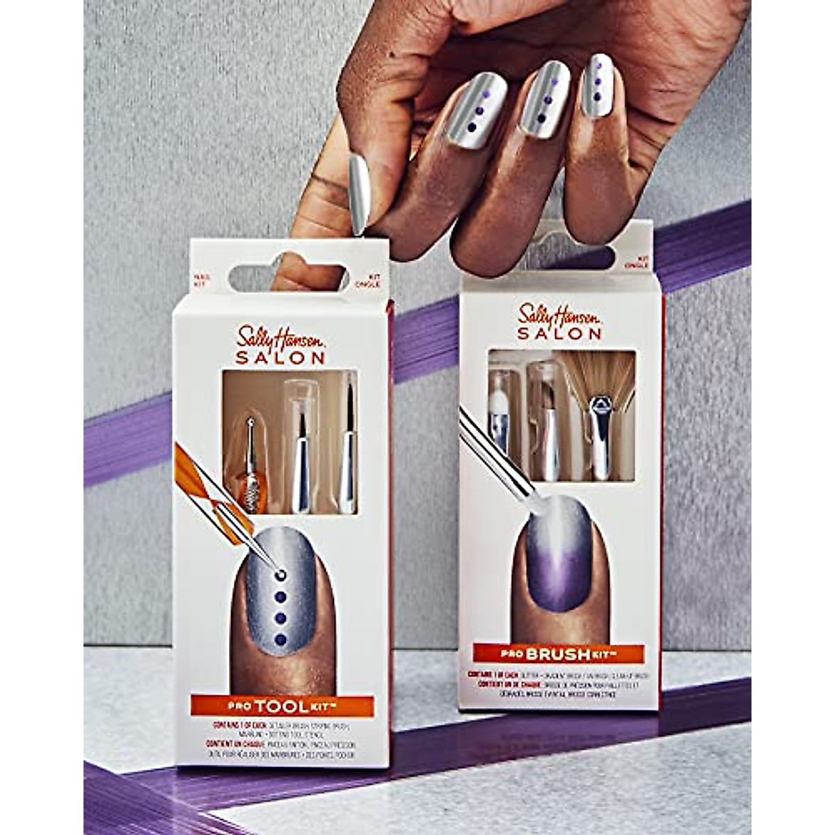 Sally Hansen Nail Salon Pro Tool Kit, 0.32 Oz, Nail Art Tools, Nail Dotting Tool, Easy to Use, Detailer Brush, Stripping Brush, Marbling and Dotting Tool