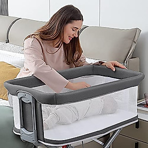 RONBEI Baby Bassinet, Bedside Bassinet for Baby Easy Folding and Storage Bassinets Bedside Cribs for Newborn/Infants Portable Travel Lightweight Bassinet