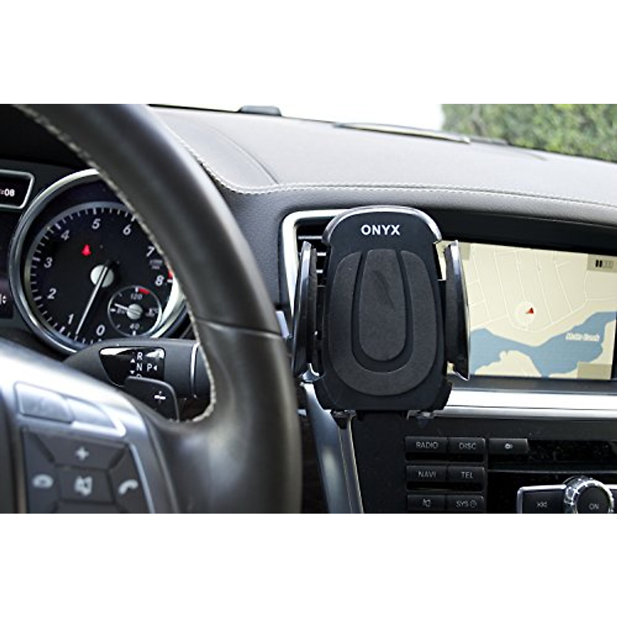 Onyx Air Vent Universal Smartphone Car Mount Holder - Cradle for Iphone 6 Plus /5S, Samsung Galaxy S5 S4 S3 Note 3 and other Smartphones unto 4.0" wide - Black