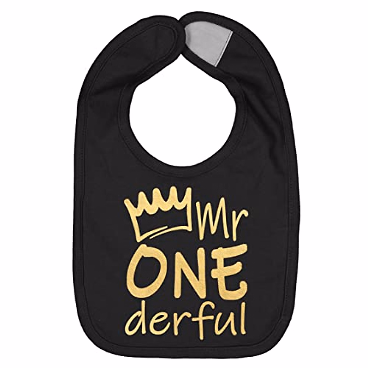 Aiden's Corner Handmade Cute Baby Boy Mr Onederful First Birthday Smash Cake Bib - 1st Birthday Bibs (Gold Black)