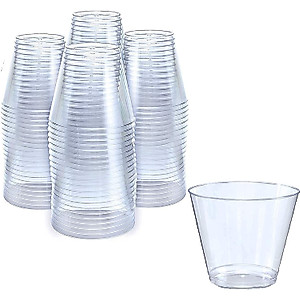 Prestee Small Clear Plastic Cup - 5 oz Plastic Cups - 200 Pack Small Plastic Cups - Hard Clear Cups - Clear Disposable Cups - Plastic Wine Cups - Plastic Cocktail Glasses - Plastic Drinking Cups
