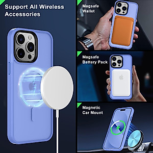 MOCCA Strong Magnetic for iPhone 14 Pro Max Case [Compatible with Magsafe] [10FT Military Grade Protective] Translucent Matte Slim Shockproof Case for iPhone 14 Pro Max 6.7" -Blue