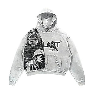 Y2K Hoodie Gothic Casual Alphabet Blast Print Pattern Skull Fashion Hoodie Men Harajuku Men Clothing