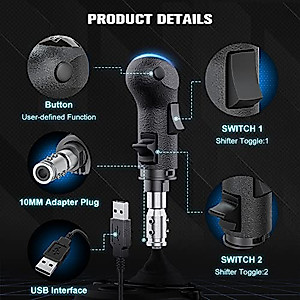 USB American Truck Simulator Shifter, Gearshift Knob Fit for ATS & ETS2 Games, PC Sim Racing Shifter Compatible with Logitech G27 G29 G920 Thrustmaster TH8A Fanatec SQ