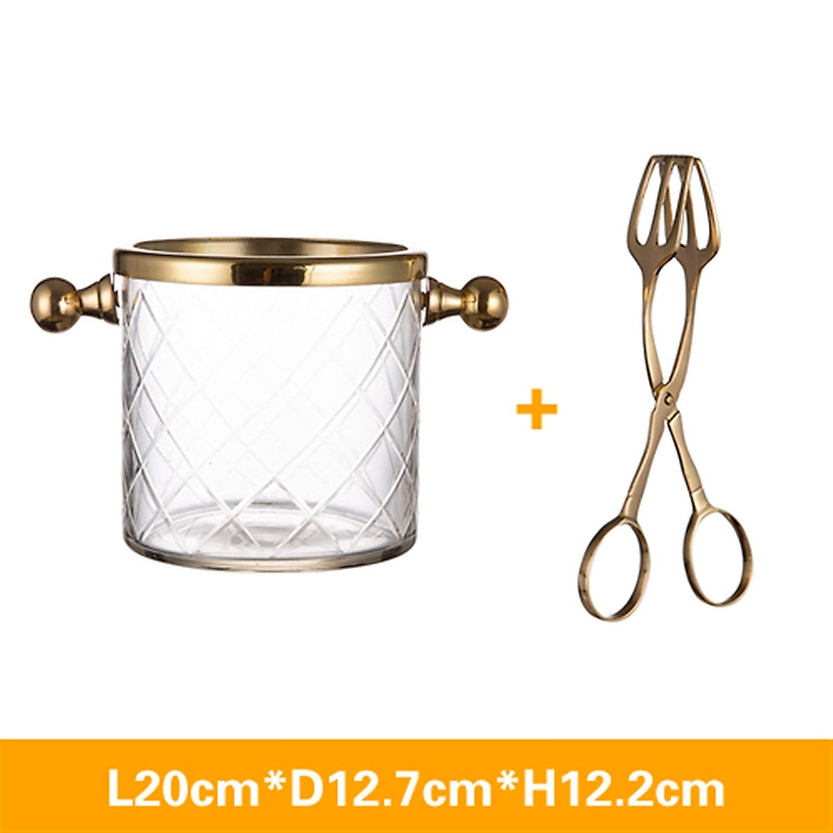 SOSSEG Ice Bucket, Ice Bucket, Handmade Glass ice Bucket with ice Clip Dining Table Cooler Wine Wine Rack ice Bucket Champagne can Cooler Wine Chiller Bucket