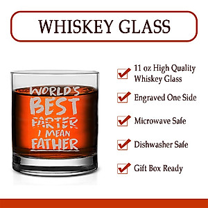 Veracco World Best Farter I Mean Father Whiskey Glass Funny BirthdayGifts For Father's Day Dad Grandpa Stepdad (Clear, Glass)