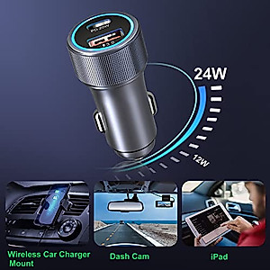 5 Pack USB C Car Charger, Bangfun 36W Dual USB Car Charger Adapter Fast Charge PD&QC 3.0 Cigarette Lighter USB Charger Compatible iPhone 14 13 12 11 Pro Max SE,iPad,Samung S21/S20, Pixel(Grey)