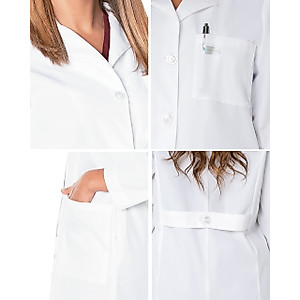 Landau Relaxed Fit 3-Pocket 4-Button Full-Length Lab Coat for Women 3155, White, 6