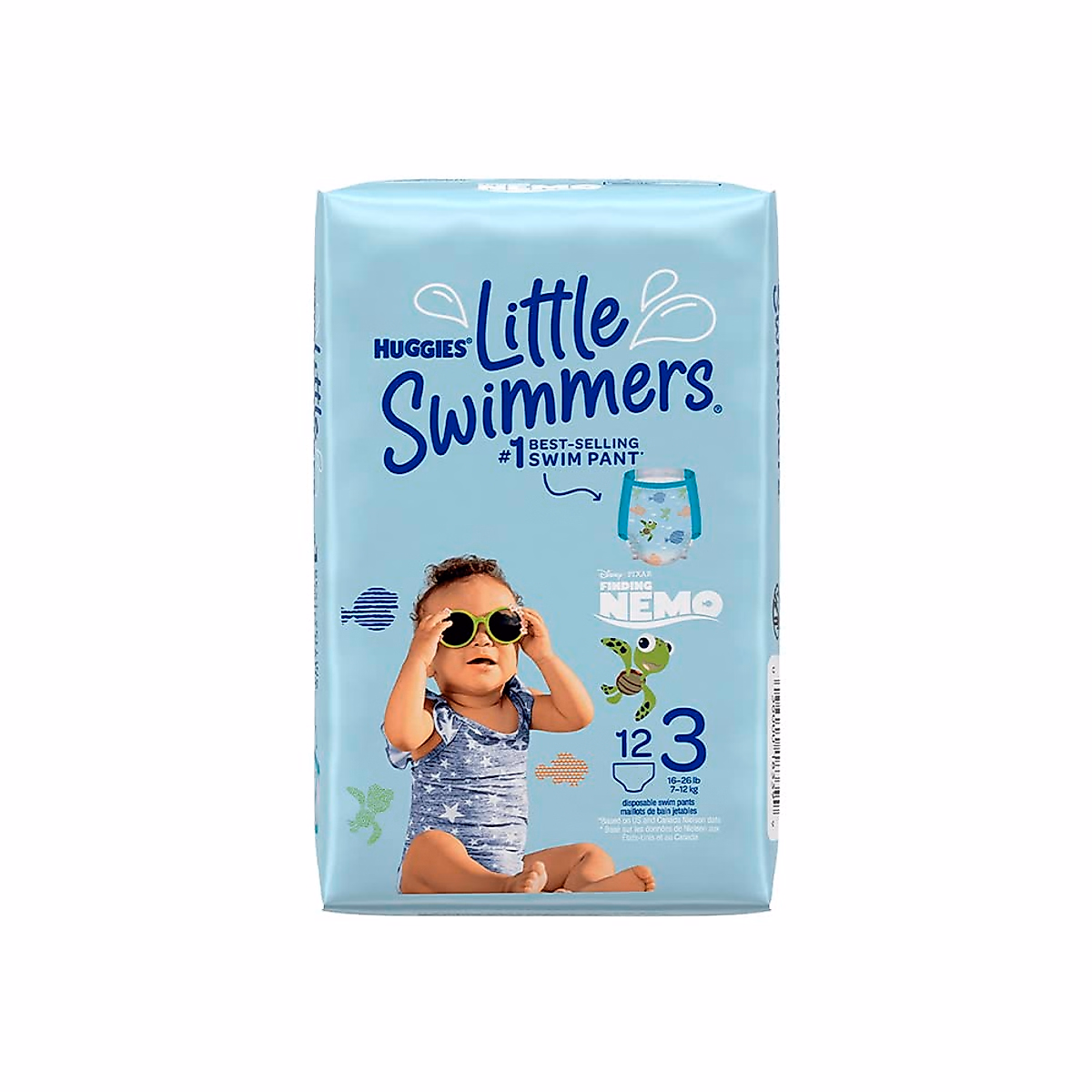 Huggies Little Swimmers Disposable Swim Diapers, Swimpants, Size 3 Small (16-26 lb.), 12 Ct. (Packaging May Vary)