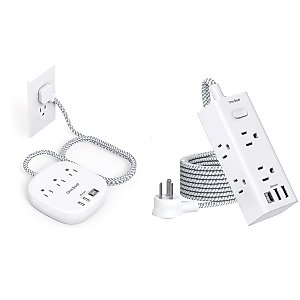 Flat Plug Power Strip, 5ft Ultra Flat Extension Cord,Desktop Charging Station, Power Strip for Travel, Dorm Room Essentials