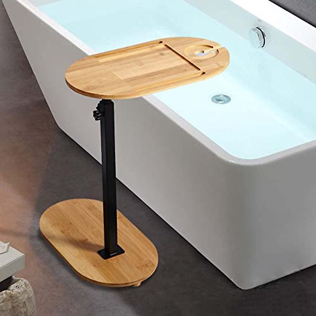 Bathtub Tray,Bath Tub Tray Table,Bamboo Bath Tray for Bathtub,Expandable Bathtub Tray,Advanced Freestanding Bath Caddy Tray for Tub Against Wall,Adjustable Height