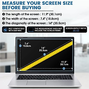 F FORITO 14 Inch Tempered Glass Laptop Screen Protector - Anti-Scratch & Anti Fingerprint Compatible with 14” Lenovo/ASUS/Dell/HP/Acer Laptops with 16:10 Aspect Ratio