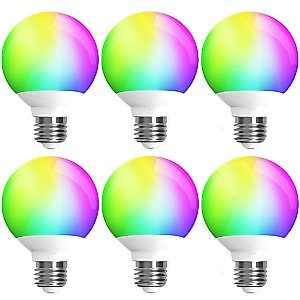 ILC G25 LED Globe Light Bulbs 6W, Work with Alexa Required Echo Device, Color Changing, Color Temprature: 5000K Daylight White, CRI>95+, E26 Base, for Vanity Makeup Mirror, Bathroom (6 Pack)
