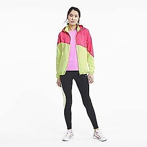 PUMA Women's Run Graphic Hooded Jacket, Fizzy Yellow-Luminous Pink, M