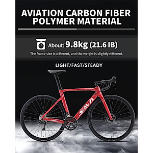 SAVADECK Carbon Road Bike, T800 Carbon Fiber Frame 700C Racing Bicycle with 105 R7000 22 Speed Groupset and Mechanical Disc Brake, Ultra-Light Carbon Bike (Black, 54CM)