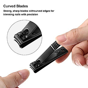 12 Pieces Nail Clipper Set Stainless Steel Nail Cutter Fingernails and Toenail Clipper Cutter for Women Men (Black)