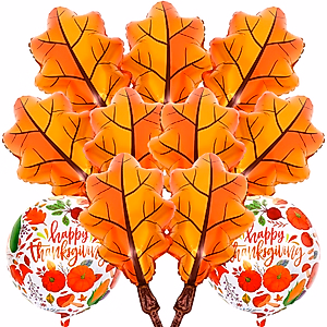 KatchOn, Happy Thanksgiving Balloons - Large 27 Inch, Pack of 6 | Large Fall Leaf Balloons - 27 Inch, Pack of 6 | Fall Balloon for Fall Decorations | Maple Leaf Balloons for Thanksgiving Decorations