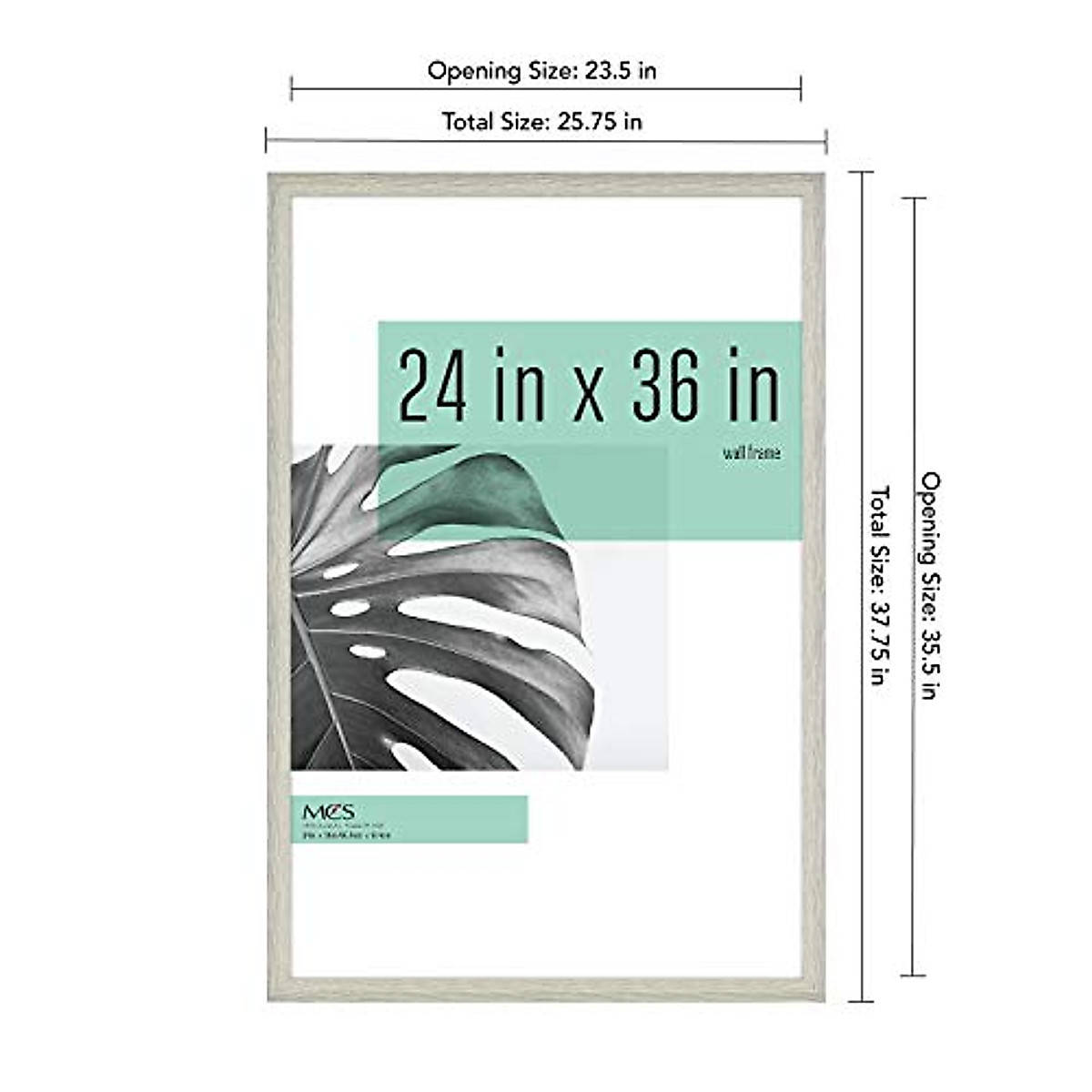MCS Studio Gallery 24x36 Poster Frame Gray Woodgrain, Vertical & Horizontal Wall Hanging Large Picture Frame for Photos, Posters & Art Prints (2-Pack)