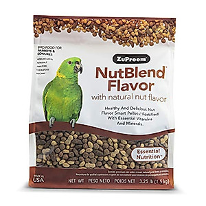 ZuPreem NutBlend Smart Pellets Bird Food for Parrots & Conures, 3.25 lb - Made in USA, Daily Nutrition, Vitamins, Minerals for African Greys, Senegals, Amazons, Eclectus, Cockatoos