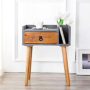 SJYDQ Steady Pine Wood Drawer Cabinet Handle Storage Cabinet Stable Bedside Table MDF Sheet Aluminum Nightstand Easy Install