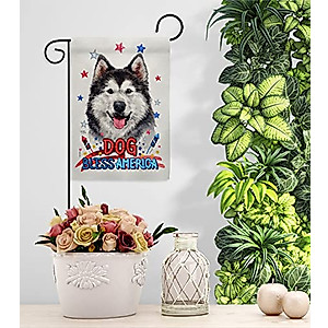 Breeze Decor Patriotic Siberian Husky Garden Flag Set Wood Dowel Dog Puppy Spoiled Paw Canine Fur Pet Nature Farm Animal Creature House Banner Small Yard Gift Double-Sided, Made in USA