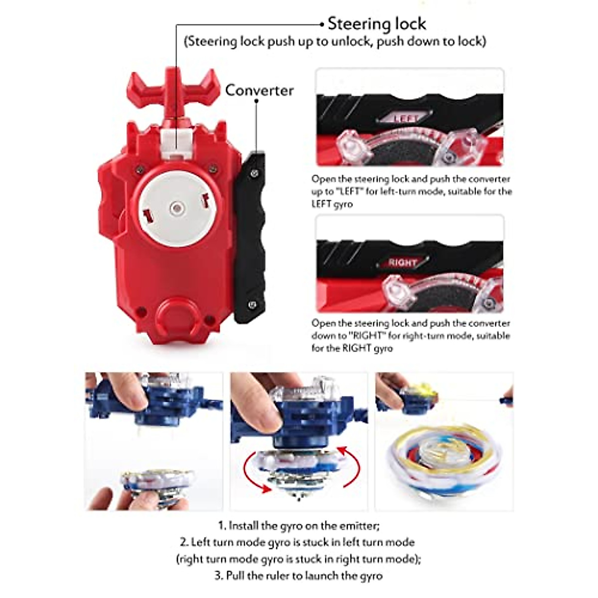 Battling Tops Box Set, Burst Gyro Toys 12 Spinning Tops + 2 Launchers + Stickers Combat Battling Game with Portable Box Gift for Kids Children Boys 499