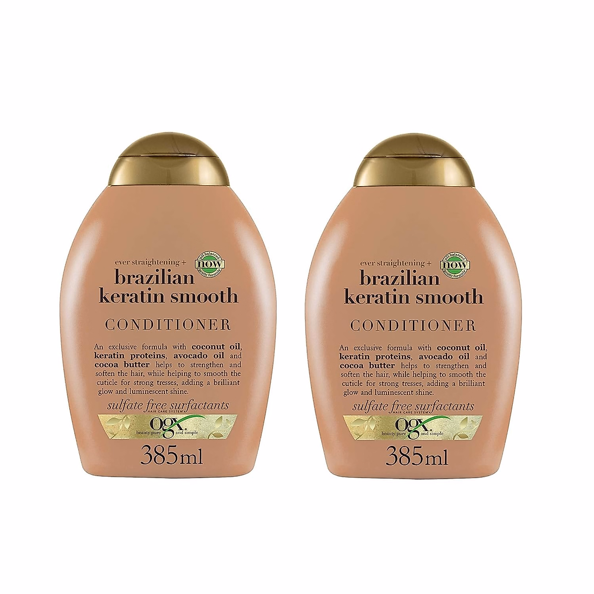 OGX Conditioner, Ever Straight Brazilian Keratin Therapy, 13oz, Pack of 2