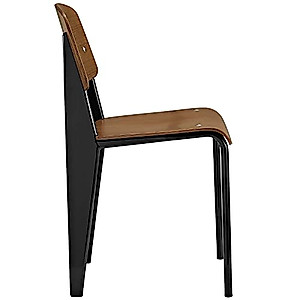 Modway Cabin Modern Wood and Metal Kitchen and Dining Room Chair in Walnut Black