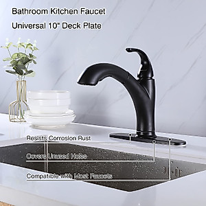 HMEGAO 10” Kitchen Sink Hole Cover, Faucet Deck Plate Escutcheon for Bathroom or Kitchen, 10 inch Stainless Steel Faucets Cover for 1 or 3 Holes (Matte Black)