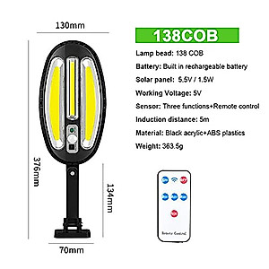 sysyrqcer LED Solar Street Light Outdoor Integrated high Brightness Garden Light Home Lighting Human Body Induction Light 2pcs (Size : 100SMD)