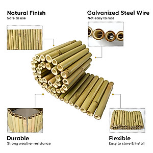 Jollybower 8x39IN Natural Bamboo Edging, Bamboo Garden Border Edging, Outdoor Landscape Edging for Decorative Garden, Patio Flower Garden Bed, Lawn, Yard, Pool Fences（1Pc with 3 Short Bamboo Poles）