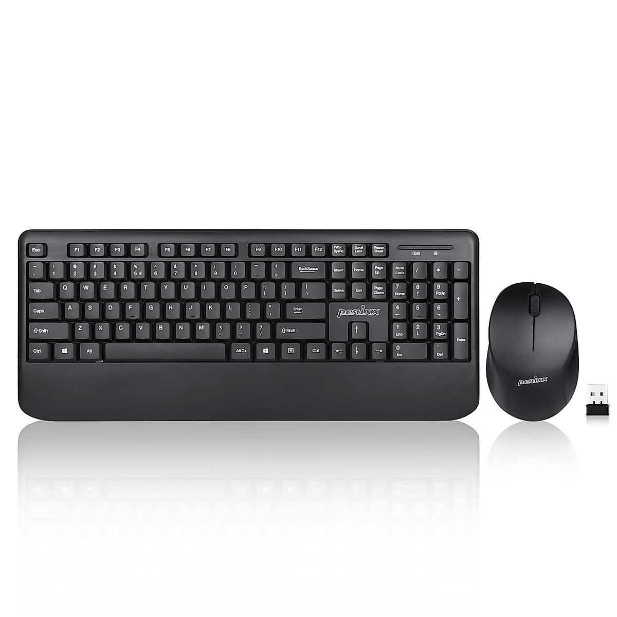 Perixx PERIDUO-714, Wireless Standard Keyboard and Mouse Combo Set, Black (11668)