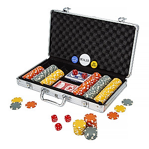 Demteric Upgraded Poker Chips Set with Case Casino Chips Games Equipment Jack Black Roulette Wheel Blackjack Texas Holdem Pokeno Game Set with Cards Texas Themed Gambling Gifts for Men Women Adults
