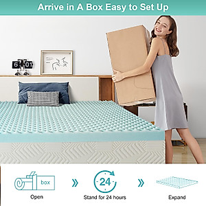 MUUEGM 2 Inch Egg Crate Mattress Topper Memory Foam Mattress Topper King Size,Gel Infused Cooling Ventilated King Mattress Pad Back Pain Relief,Blue