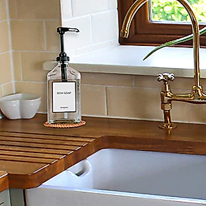 eBun® 37oz Mouthwash Pump Dispenser Black - Bathroom Hand Soap Dispenser Set Glass, Dish Soap Dispenser for Kitchen Sink, Bathroom Essential, Holder Decanter with Cup, Kids Mouthwash Pump Bottle