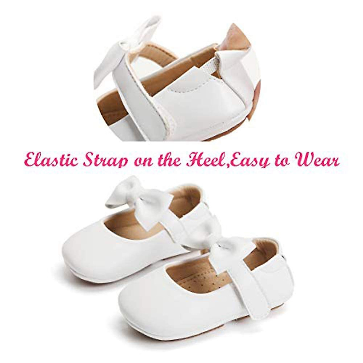 Felix & Flora Infant Toddler Baby Moccasins Soft Sole Bowknot Baby Walking Shoes Mary Jane Dress Shoes (12-18 Months Infant,White)