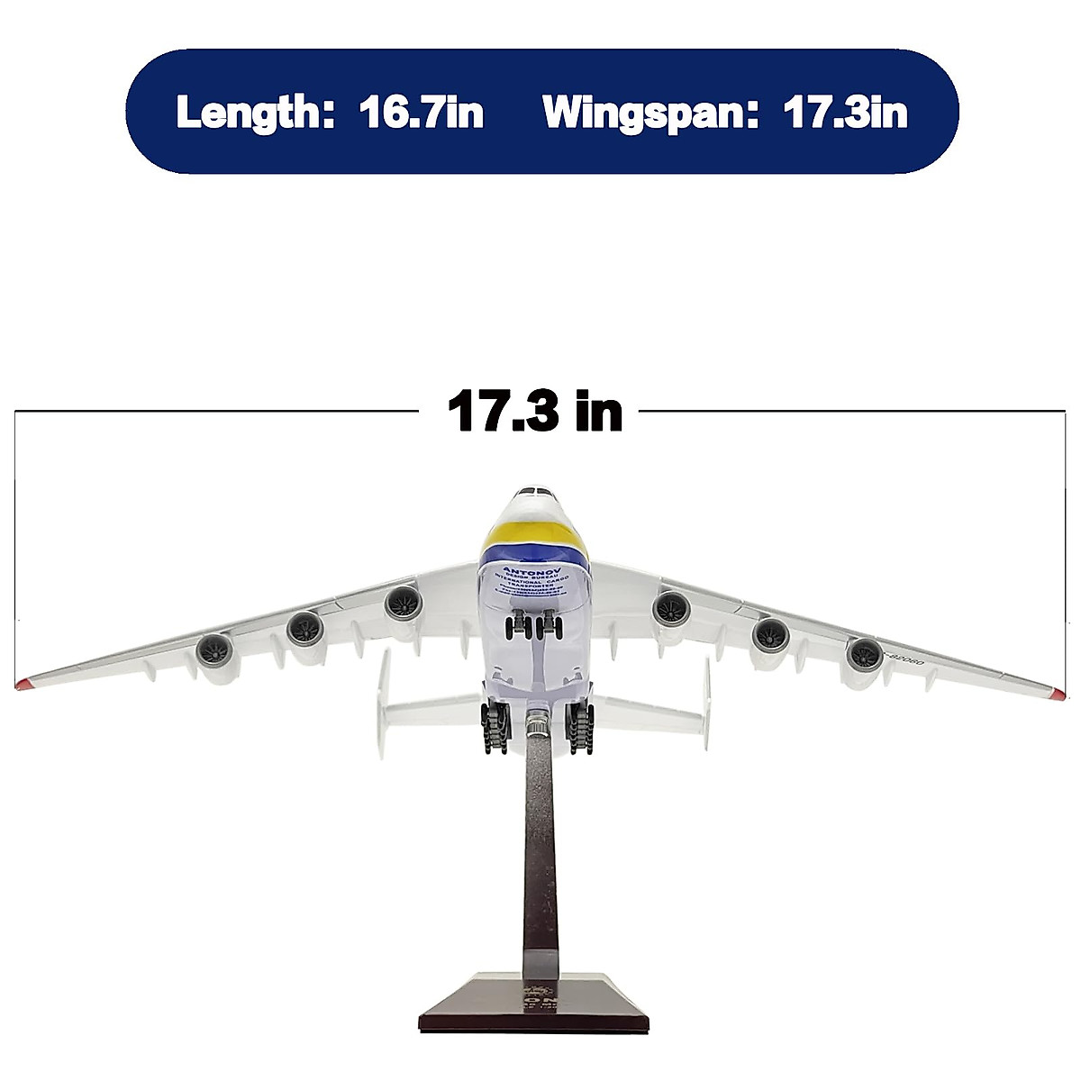 An-225 Aircraft Model 1:200 Scale 16.5” Replica Ukrainian Transport Plane An225 Model Plane Aircraft Model Cabin Can Open Children's Birthday Gift Resin Collectible Figurine