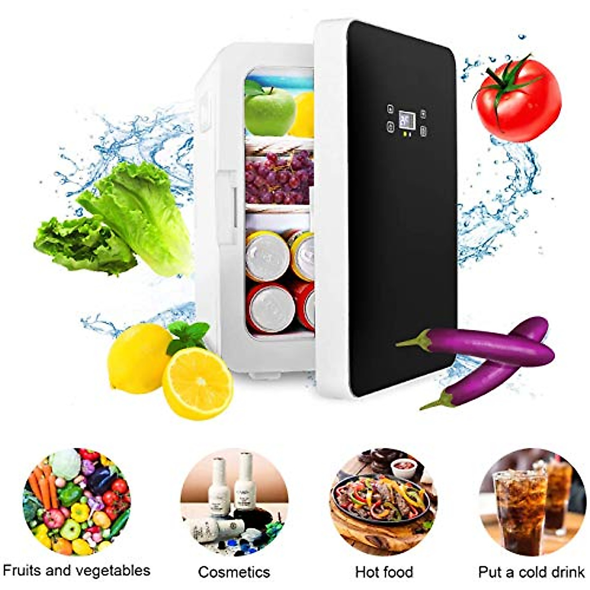 20L Mini Fridge, Mini Freezer, Large Capacity Compact Cooler and Warmer with Digital Thermostat Display and Control Temperature, Single Door Mini Fridge Freezer for Cars, Road Trips, Homes, Offices.