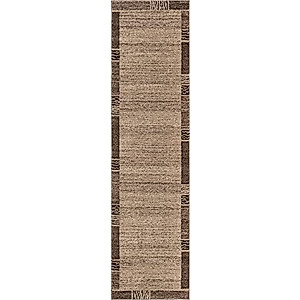 Unique Loom Del Mar Collection Area Rug - Sarah (2' 7" x 10' Runner, Dark Beige/ Brown)