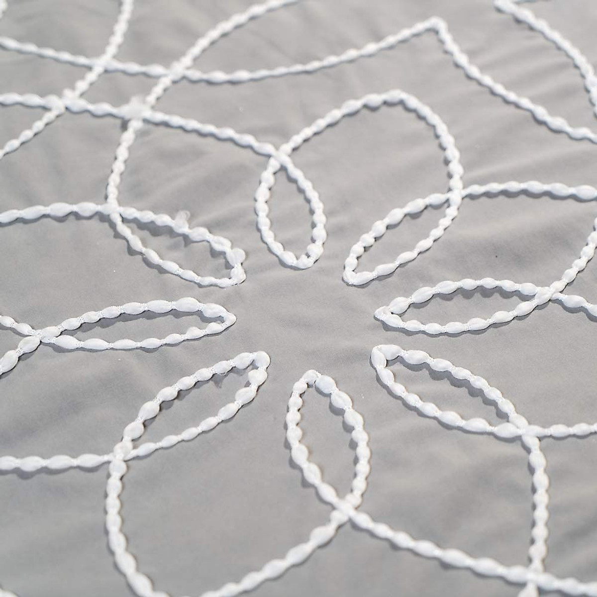 Duvet Cover 3 Piece Bedding Set Hotel Collection- King Size Gray White Rope Embroidered Ultra Soft Brushed Microfiber Comforter Cover with Zipper Closure and 2 Pillow Shams (Rope Embroidered, King)