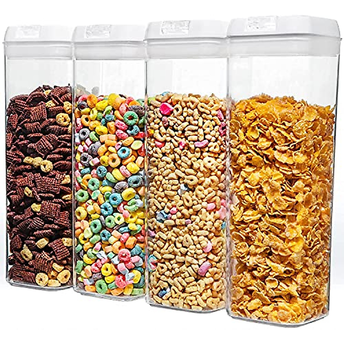 NUMYTON Airtight Food Storage Containers - 4Pcs - Pantry Organization and Storage- BPA-Free - Cereal Containers Storage Set - for Cereal, Corn Flakes, Pasta, Spaghetti, Sugar & Flour