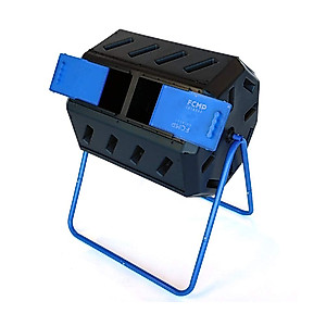 FCMP Outdoor IM4000-DD Dual Chamber Tumbling Composter with Double Doors (Blue) Canadian-Made, 100% Recycled Resin