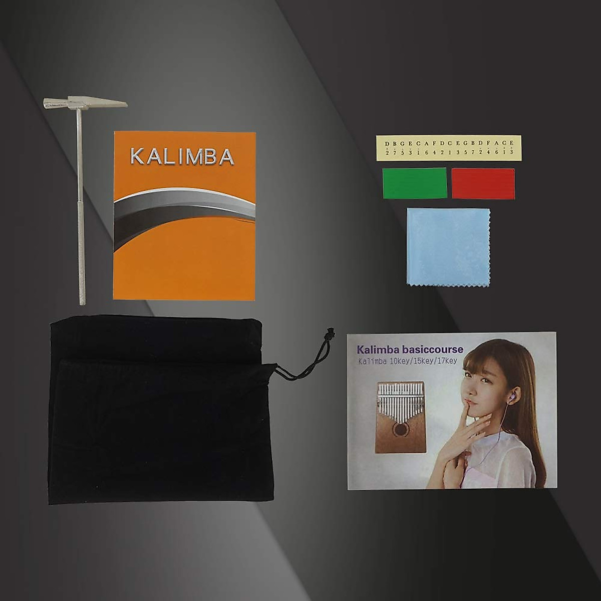 Aiersi Full Pack Armrest Gecko Design Portable 17 key Koa Kalimba instrument Finger Thumb Piano with free bag music songbook tuning hammer stickers（Carefulness）