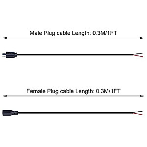 KSOPUERT 4 Pcs Micro USB to Bare Wire Open End Cable 12inch 5V 2.1A 28AWG 2 Cores Power Pigtail Repair Tin on The Tail Cable Cord DIY Black,1 Feet,2 Pcs Male Plug & 2 Pcs Female Plug Included